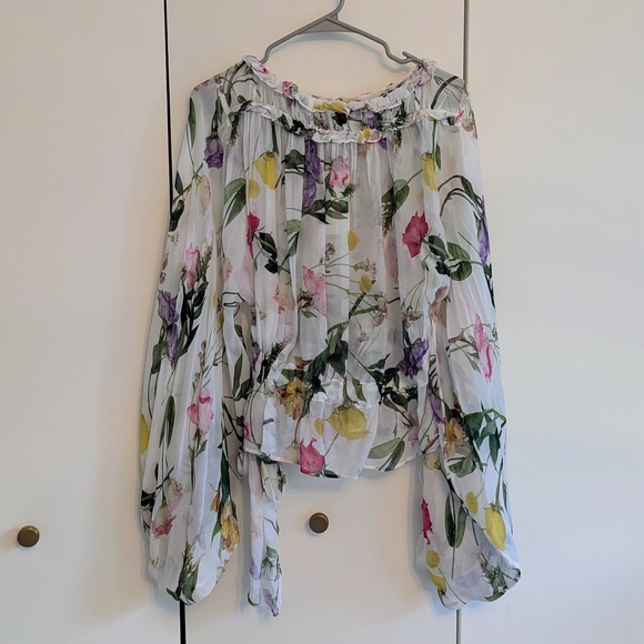 Ted Baker | Tops | Nwt Ted Baker Sheer Floral Blouse Waist Tie Us Size ...